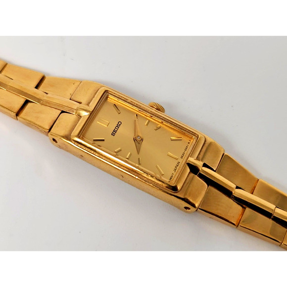 Seiko | Accessories | Seiko Wristwatch Rectangular Face Gold Tone Band ...